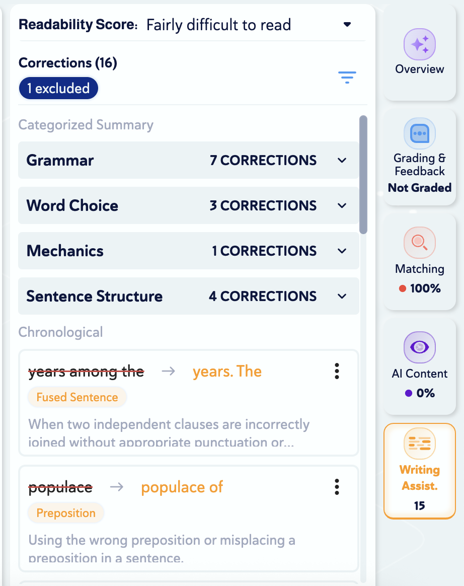 How do I interpret my Grammar Checker feedback?