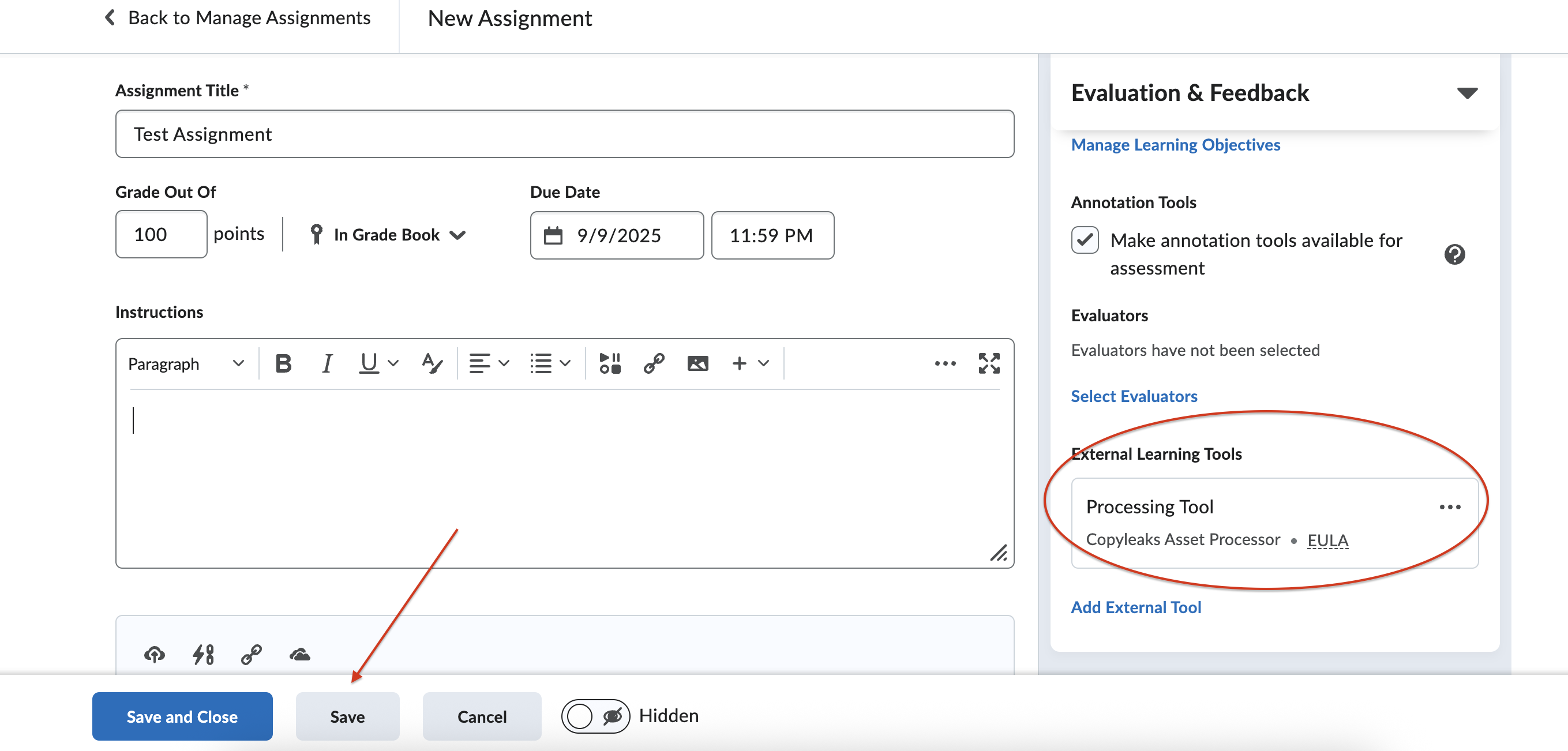 How do I add Copyleaks to a D2L- Brightspace Assignment?