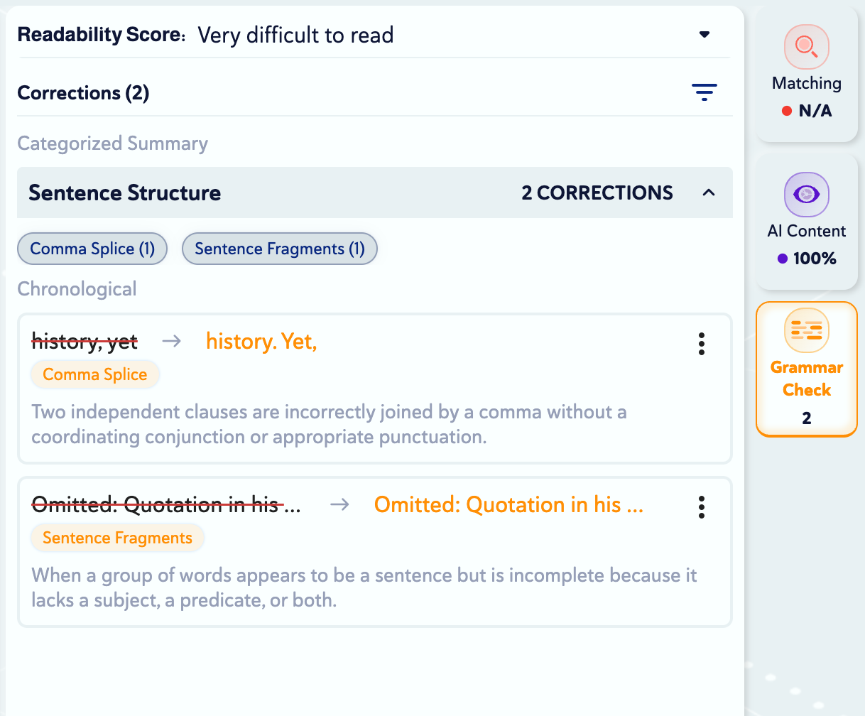 How do I interpret my Grammar Checker feedback?